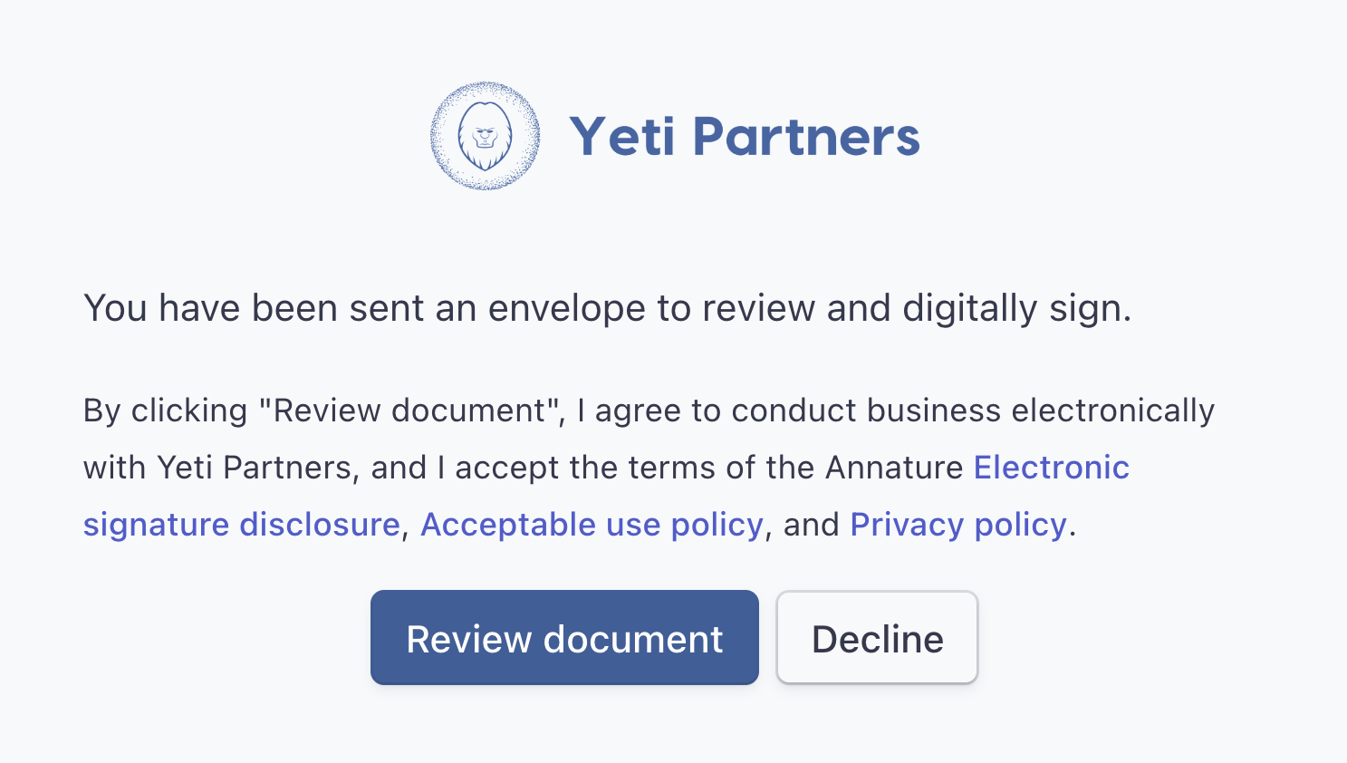 Signing an Envelope - Annature Docs | Productlane