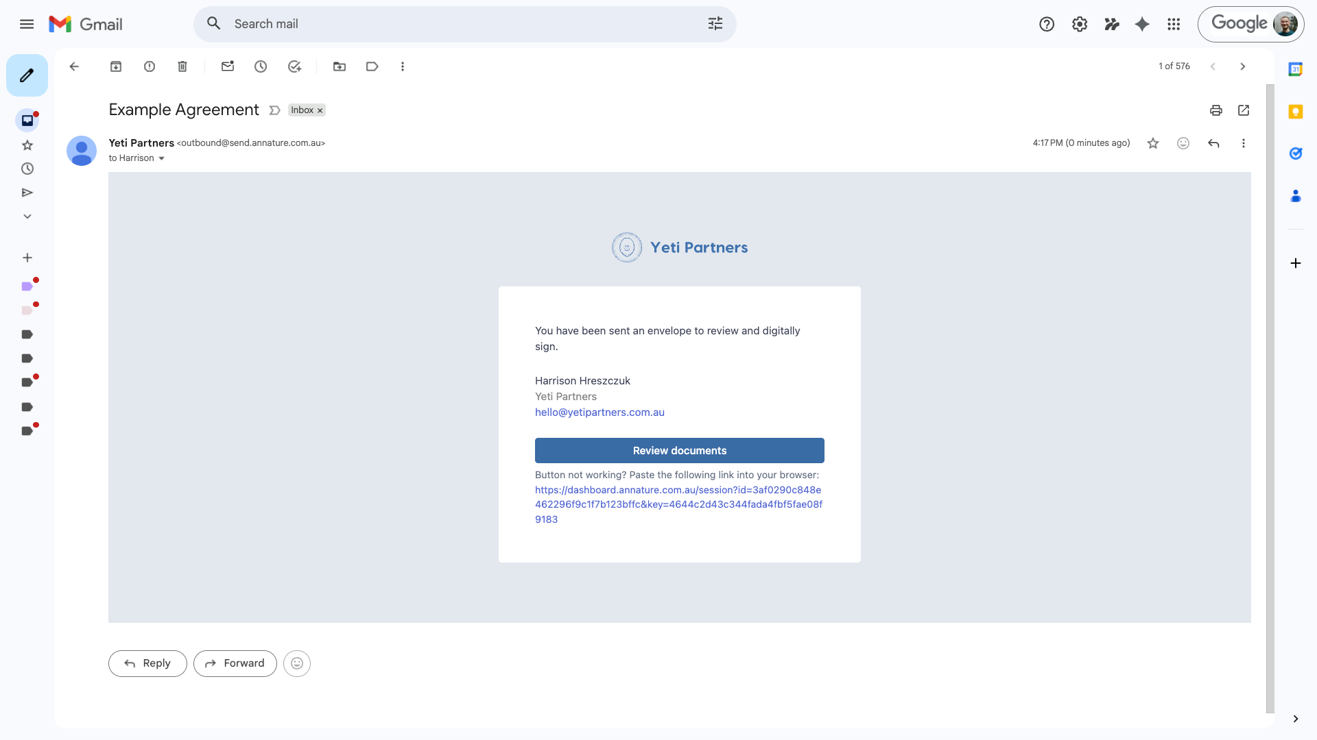 Signing an Envelope - Annature Docs | Productlane